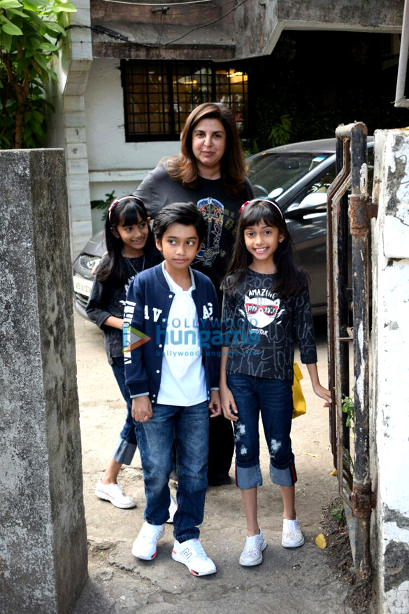 Farah Khan with her kids at Kromakay in Juhu for their birthday bash ...