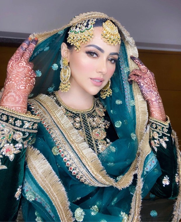 Sana Khan’s teal green and golden gharara is a must-add in your ...