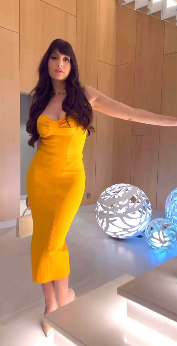 Nora Fatehi is all fired up in a gorgeous yellow body-con dress in her ...